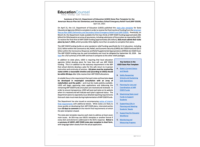 EducationCounsel - EducationCounsel’s Summary of USED State Plan ...
